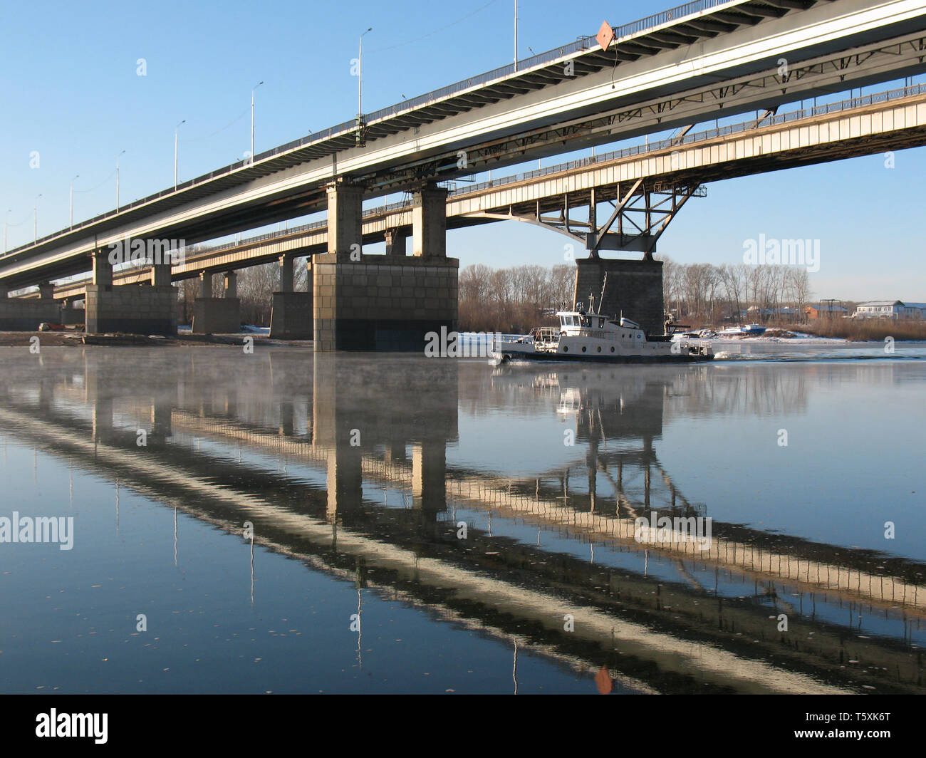 Little ship on a river Stock Photo - Alamy