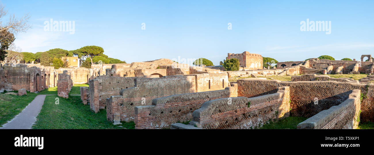 Panorama of the ancient Roman city of Ostia Antica Stock Photo - Alamy