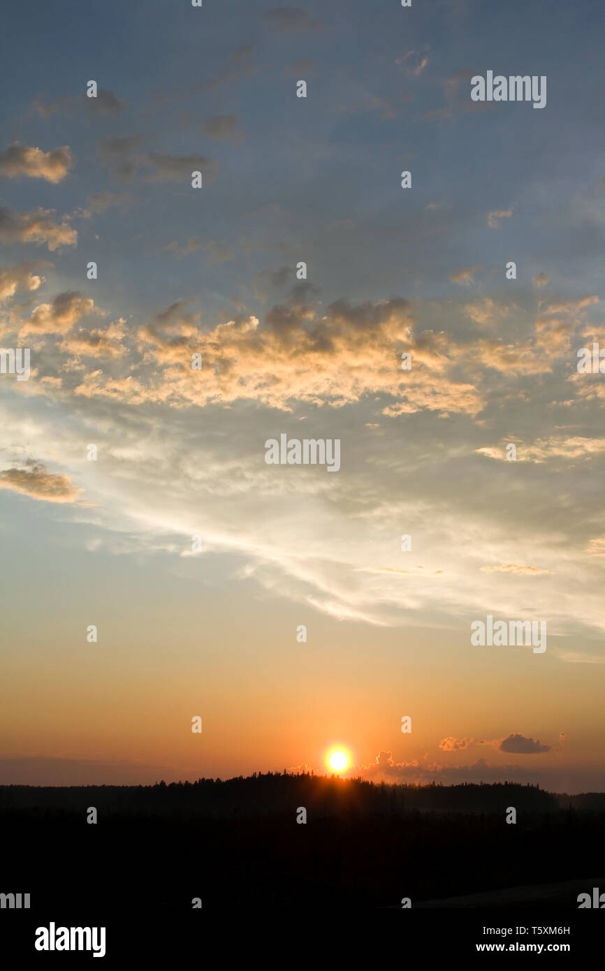 Colorful sunset in wild Siberian taiga Stock Photo - Alamy