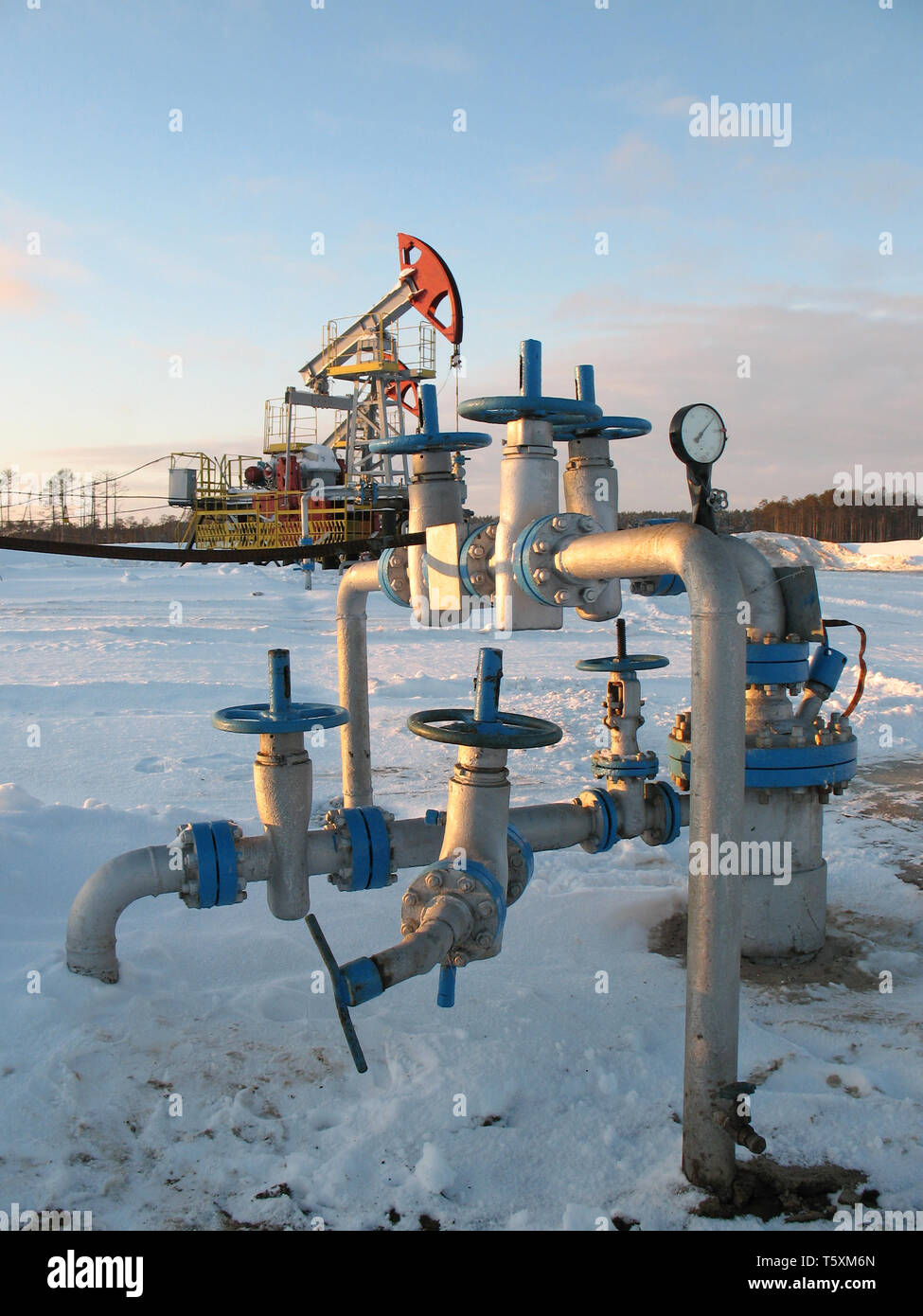 Oil extraction. Oil industry. Construction and mechanism in work Stock ...