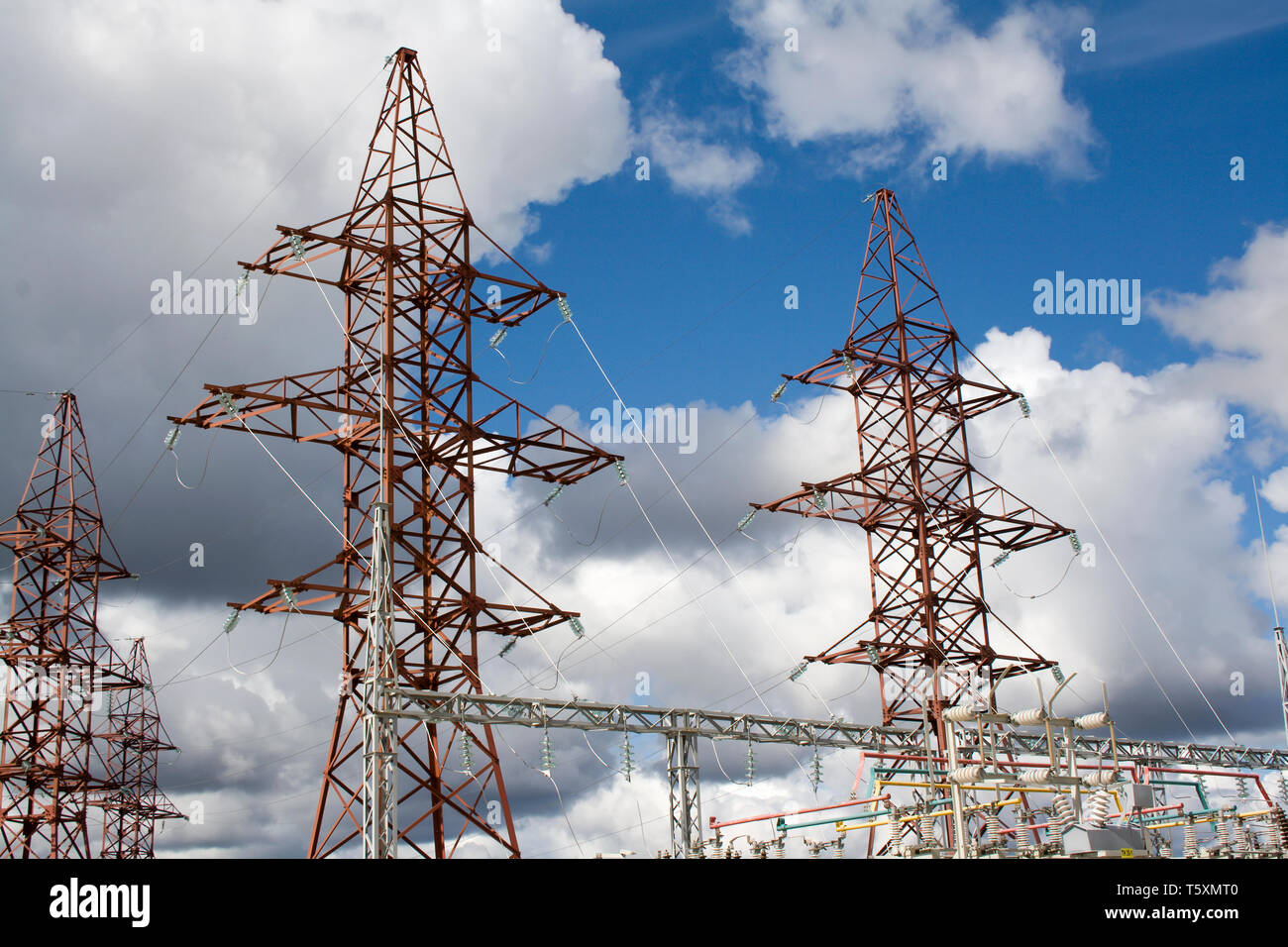Electrical power supply. Industrial construction in work Stock Photo ...