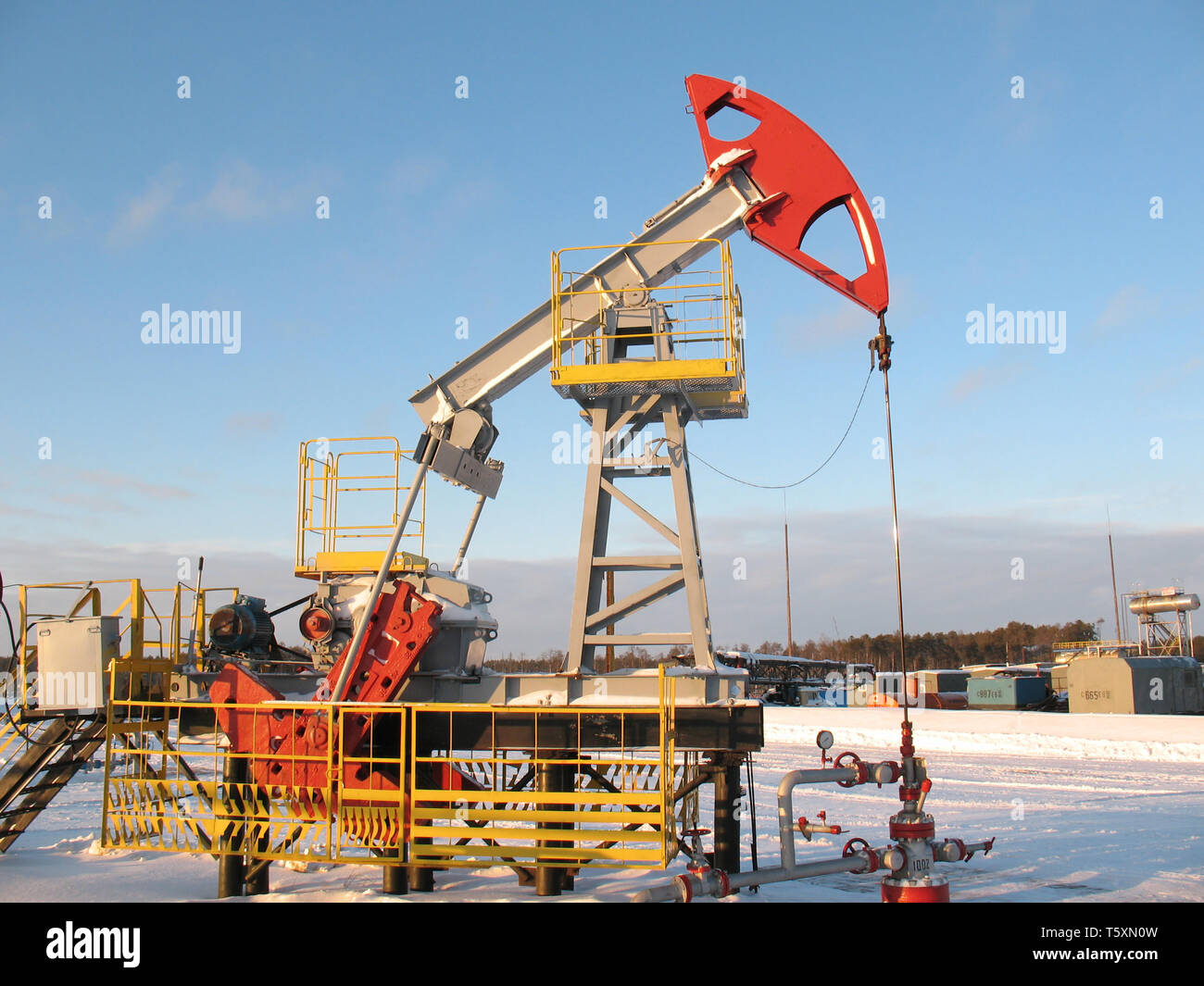 Oil extraction. Oil industry. Construction and mechanism in work Stock ...