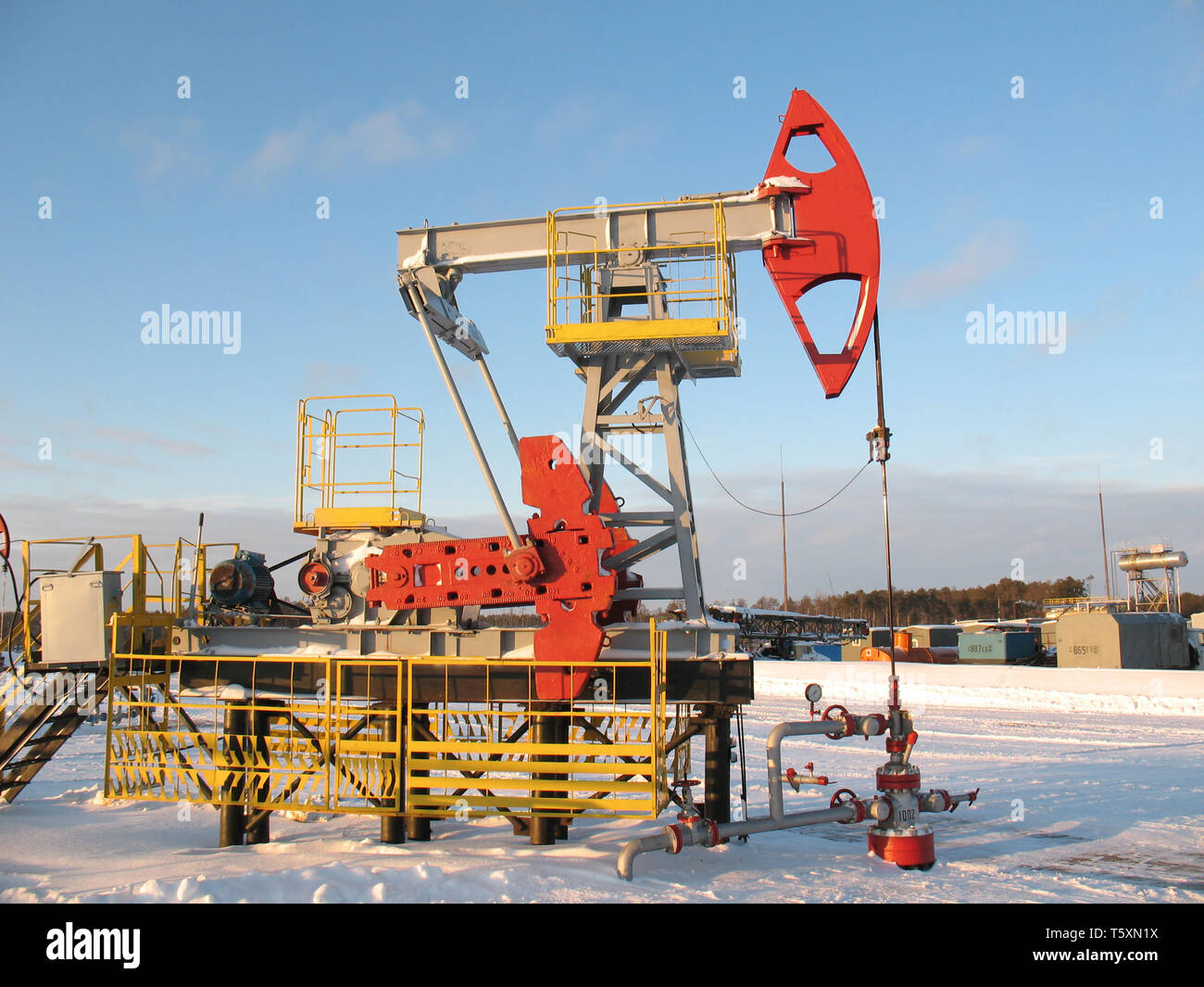 Oil extraction. Oil industry. Construction and mechanism in work Stock ...