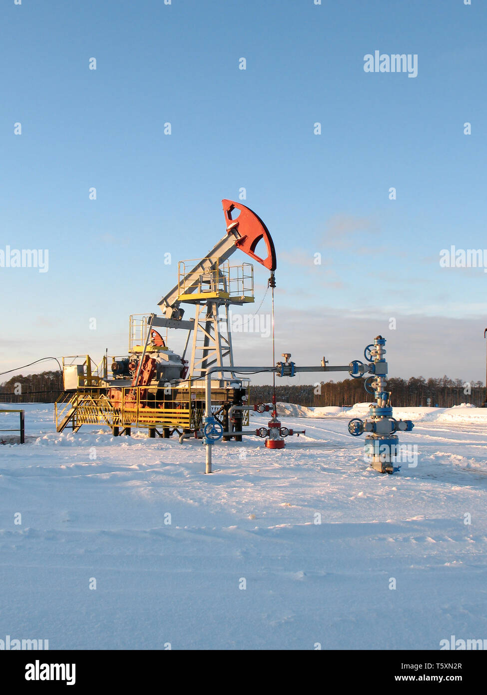 Oil extraction. Oil industry. Construction and mechanism in work Stock ...