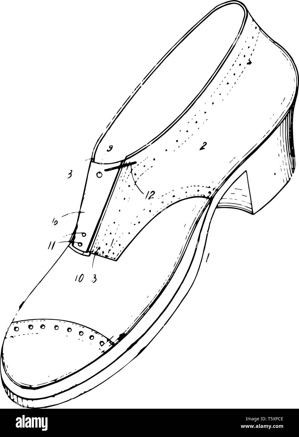 Early Model Shoe is a footwear clothing vintage line drawing or ...