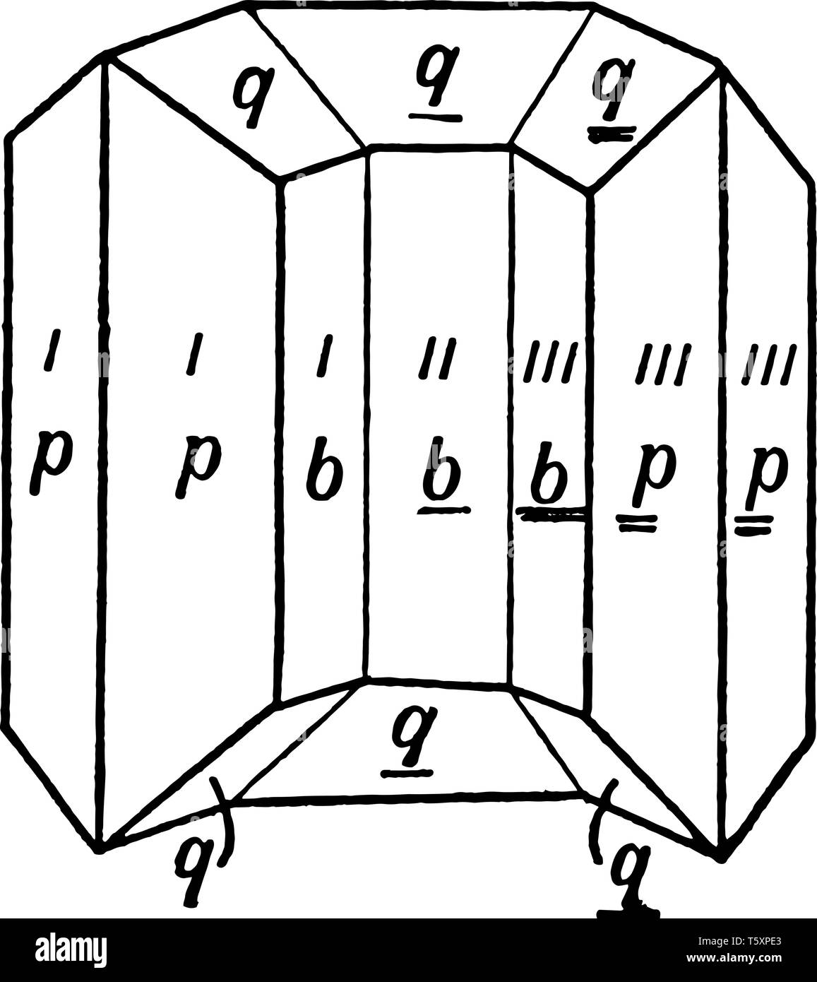 This diagram represents Cyclic Twinning, vintage line drawing or ...