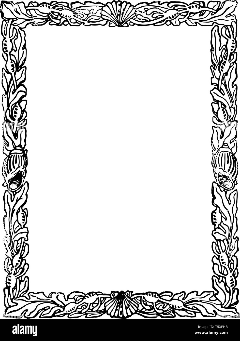 Seashell Border is decorated with seashells in this pattern vintage ...