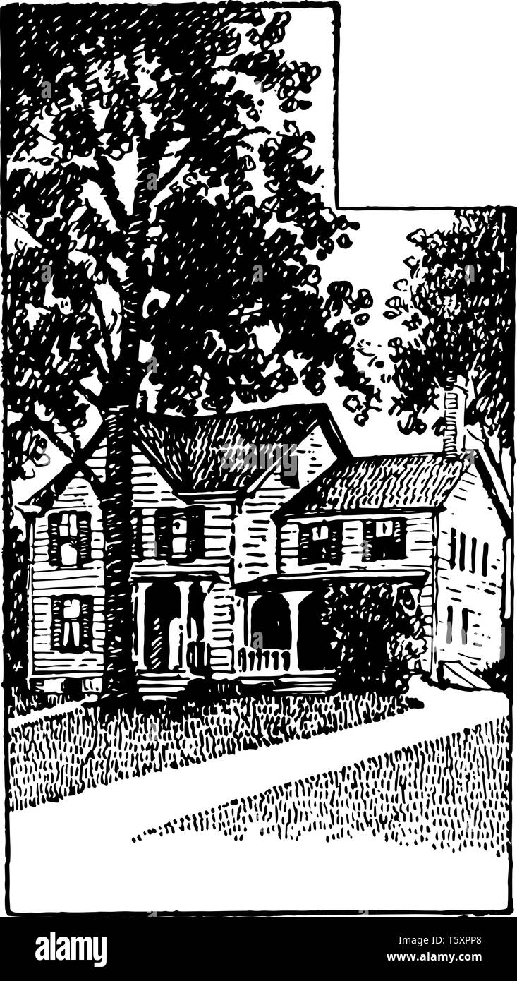 Image shows the cottage. The house has wooden compound wall. There are ...