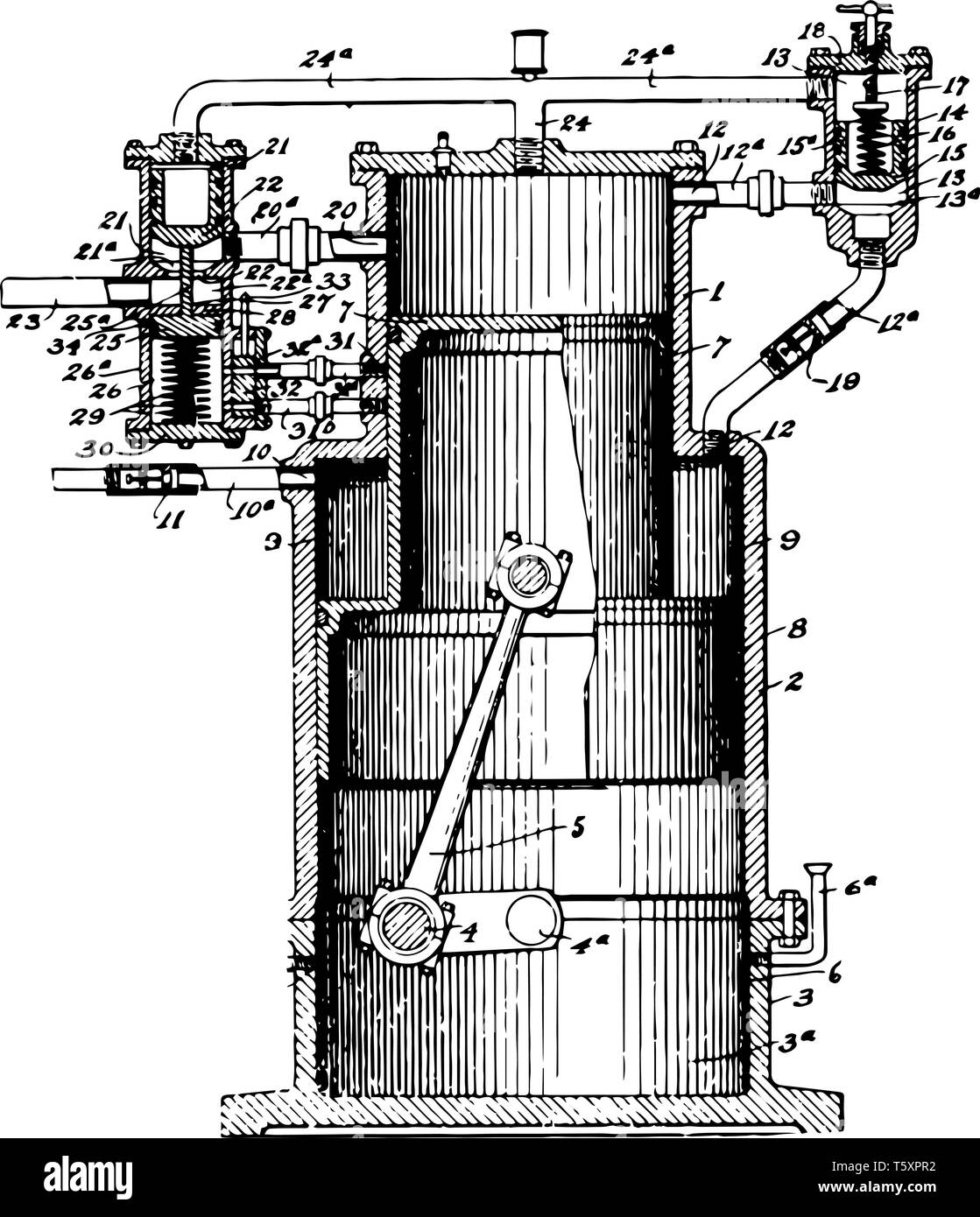 This illustration represents function of Gas Engine vintage line ...