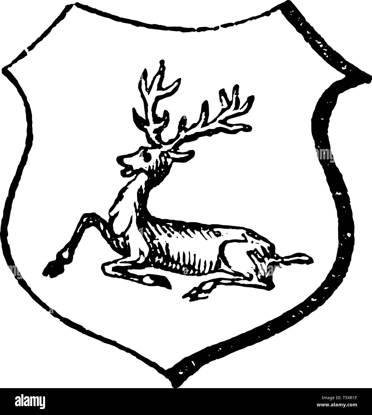 Stag Lodged have a stag sitting on the ground with its head erect ...