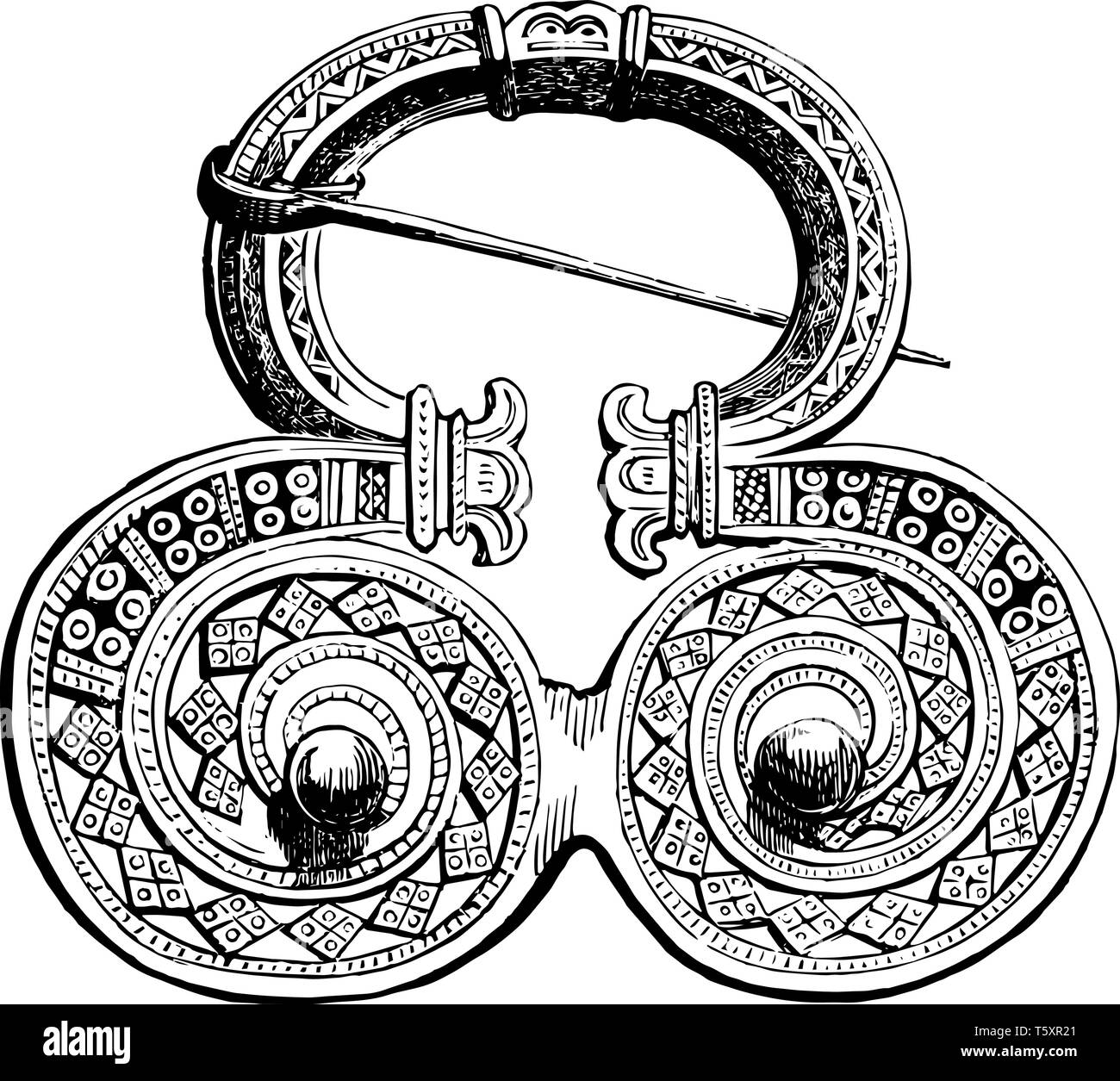 Brooch is made out of brass and is used by Chinese women, vintage line ...