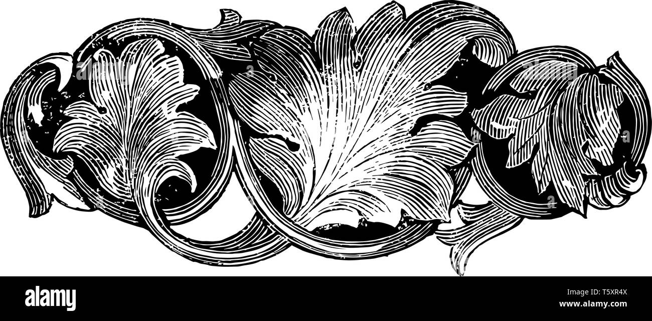 Brooch have a leaves pattern, vintage line drawing or engraving ...