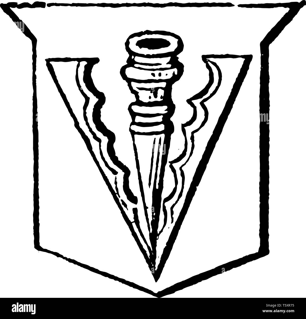Pheon is a missile instrument with a barbed head, vintage line drawing ...