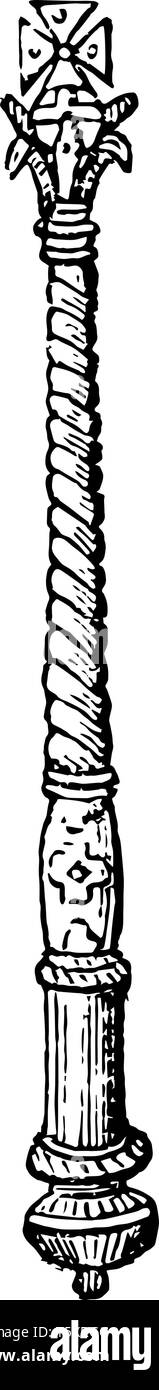 Sceptre with the Cross is of gold, vintage line drawing or engraving ...