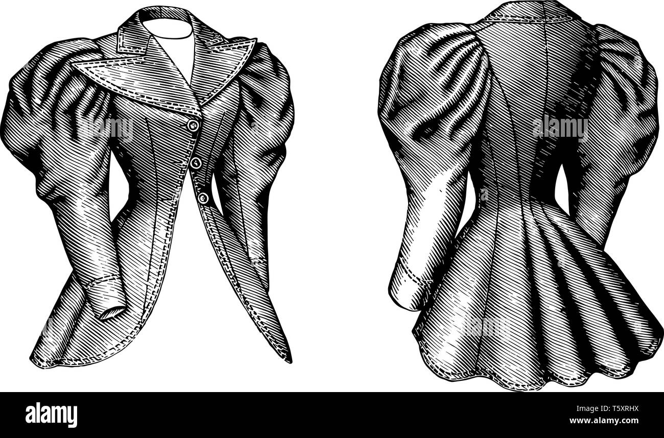 Cutaway Coat is a late 19th century design, vintage line drawing or ...