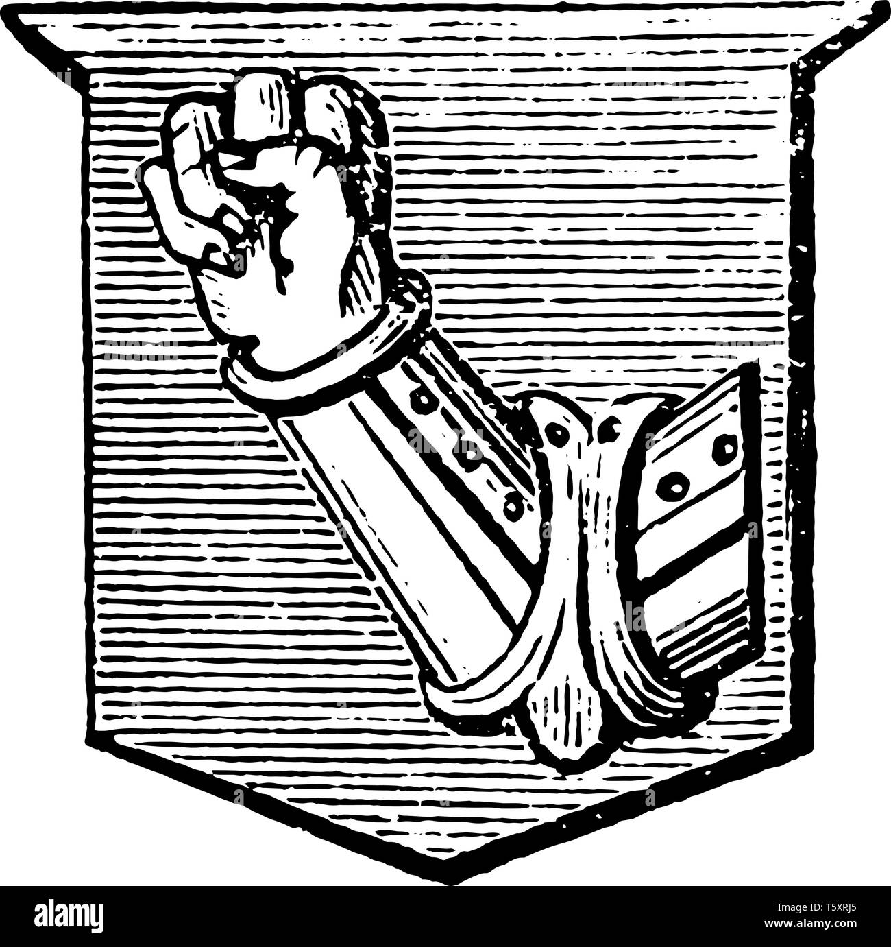 Arm with Fist Clenched is a dexter arm vambraced couped, vintage line ...