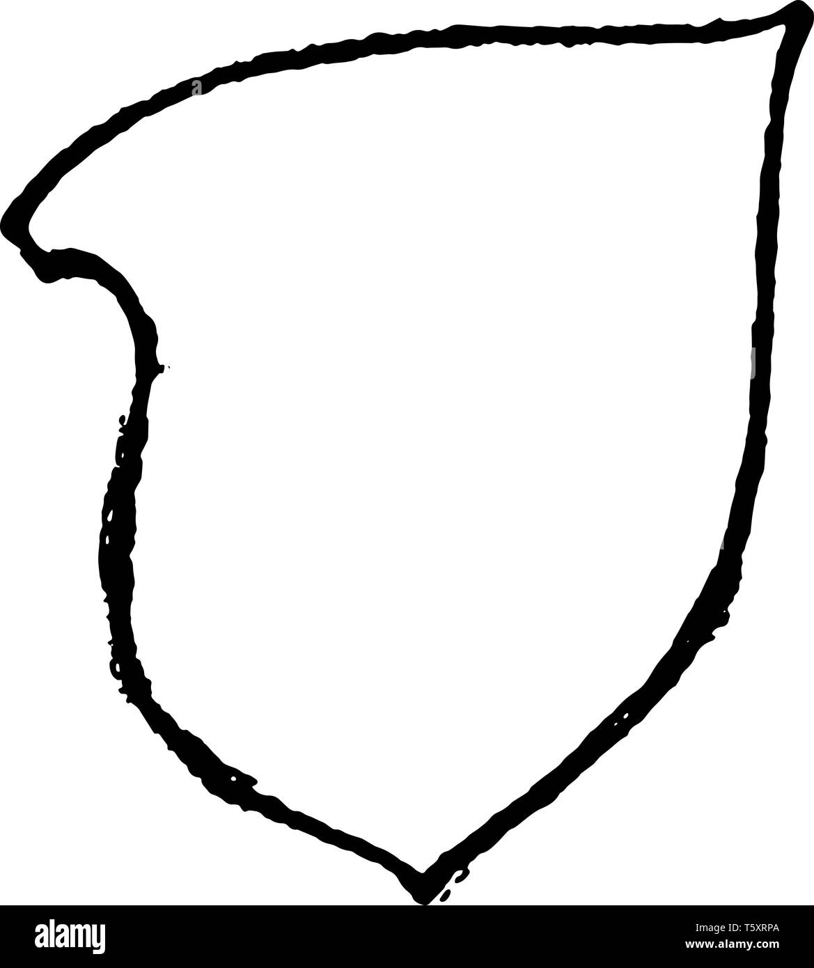 Tilting Shield have a simple shape, vintage line drawing or engraving ...
