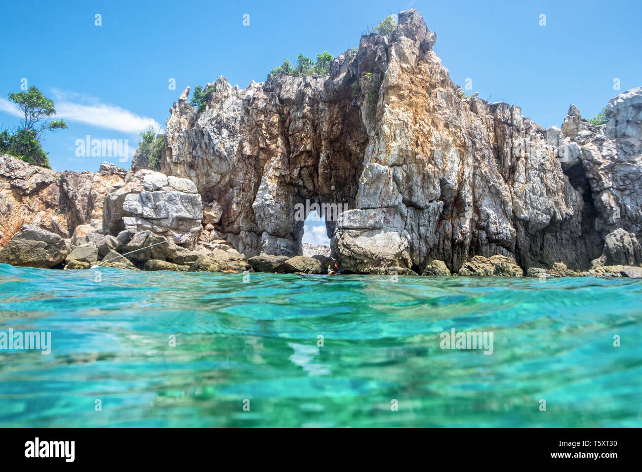 Rock cliff island emerald sea at andaman sea Stock Photo - Alamy