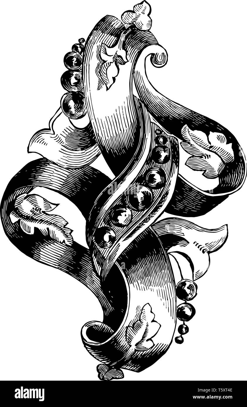 Brooch is a combination of flowers, vintage line drawing or engraving ...