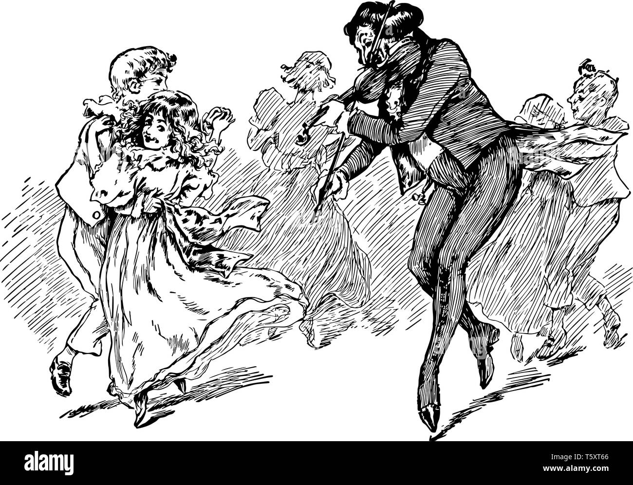 Man Playing Violin with Children Dancing on music and dance lessons in ...