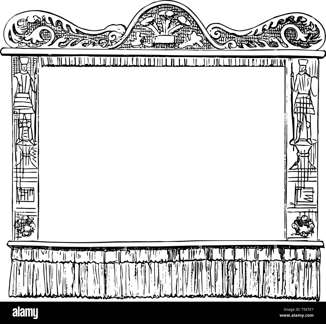 Empty Puppet State have two man in its design, vintage line drawing or ...