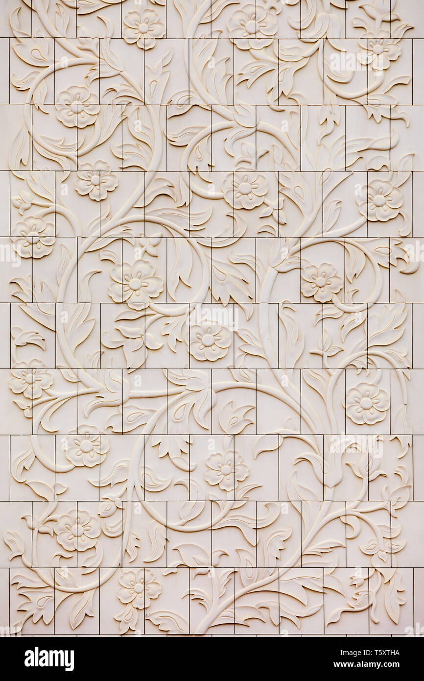 Floral pattern design on the wall of the Sheikh Zayed Grand Mosque, the ...