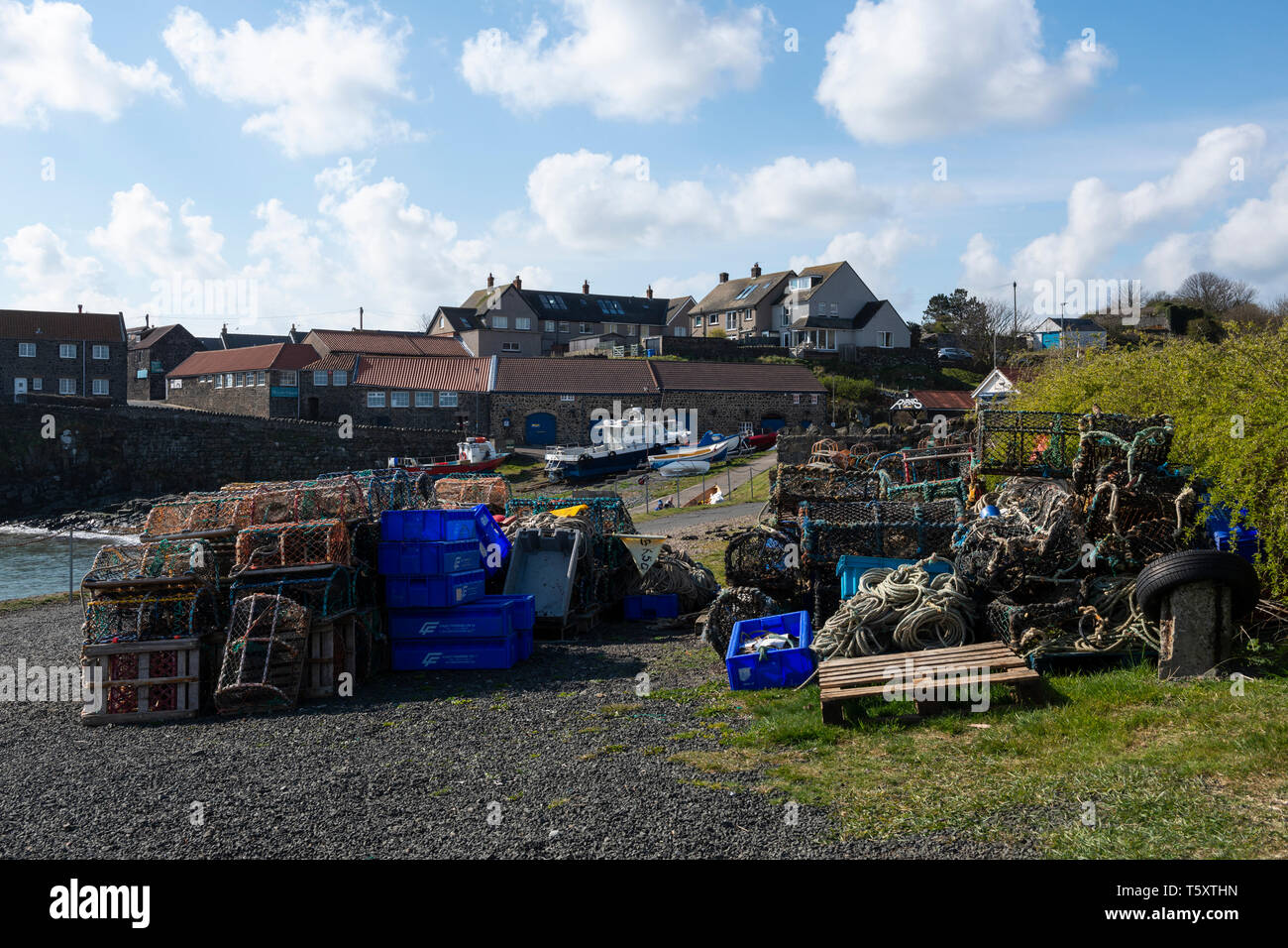 Lobster pots at Craster harbour on the Northumberland coast, Craster ...