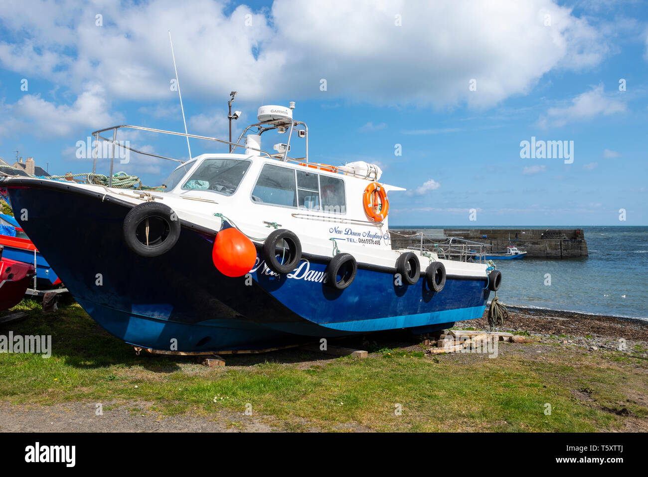Craster harbour on the Northumberland coast, Craster Village, England ...