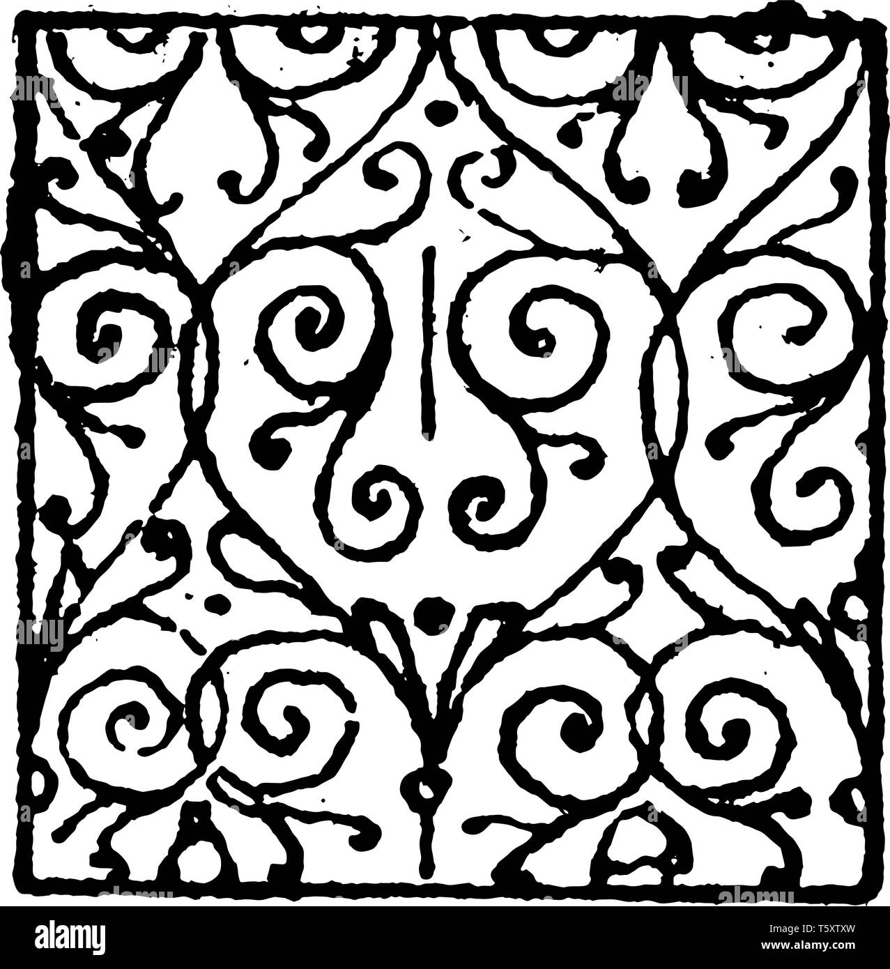 Scrollwork Damaskeening is decorative patterning, vintage line drawing ...