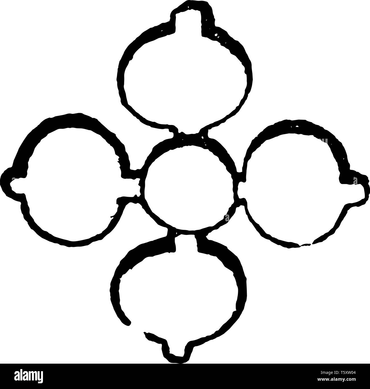 Quarter Foil have a four-leaved flower, vintage line drawing or ...