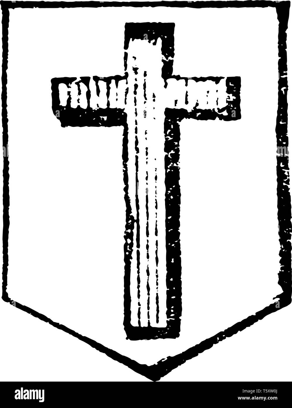 Cross of Calvary is an honorable ordinary, vintage line drawing or ...