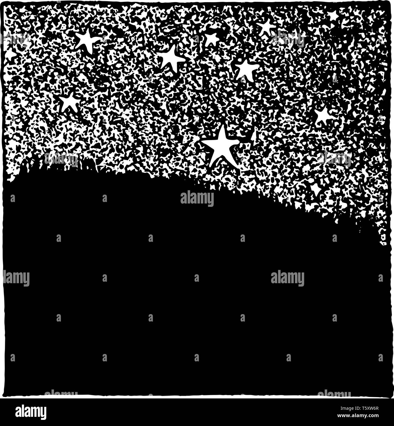 An illustration of the starts in the night sky, vintage line drawing or ...