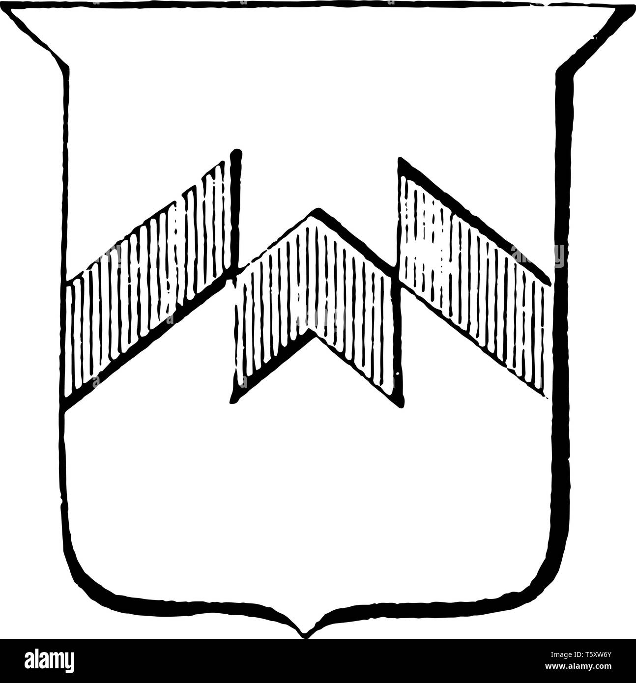 Chevron Fracted is depicted in different ways, vintage line drawing or ...