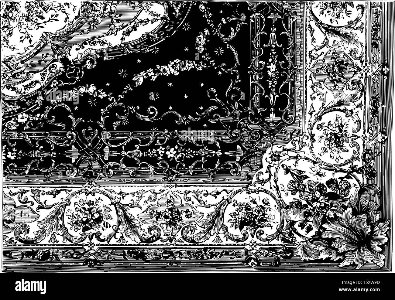 Rug is designed with a double border and a floral design, it can be ...