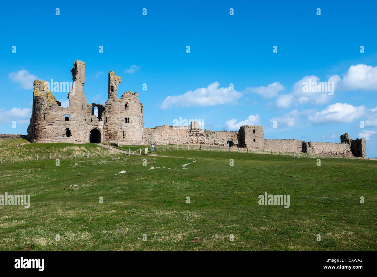 South elevation of Dunstanburgh Castle, Northumberland, England, UK ...