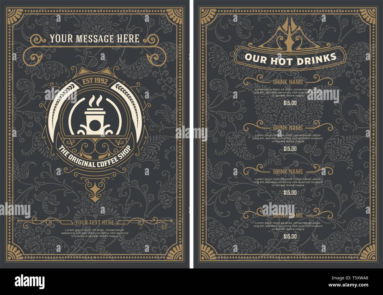 Coffee Shop Menu template. Vintage style Stock Vector Image & Art - Alamy