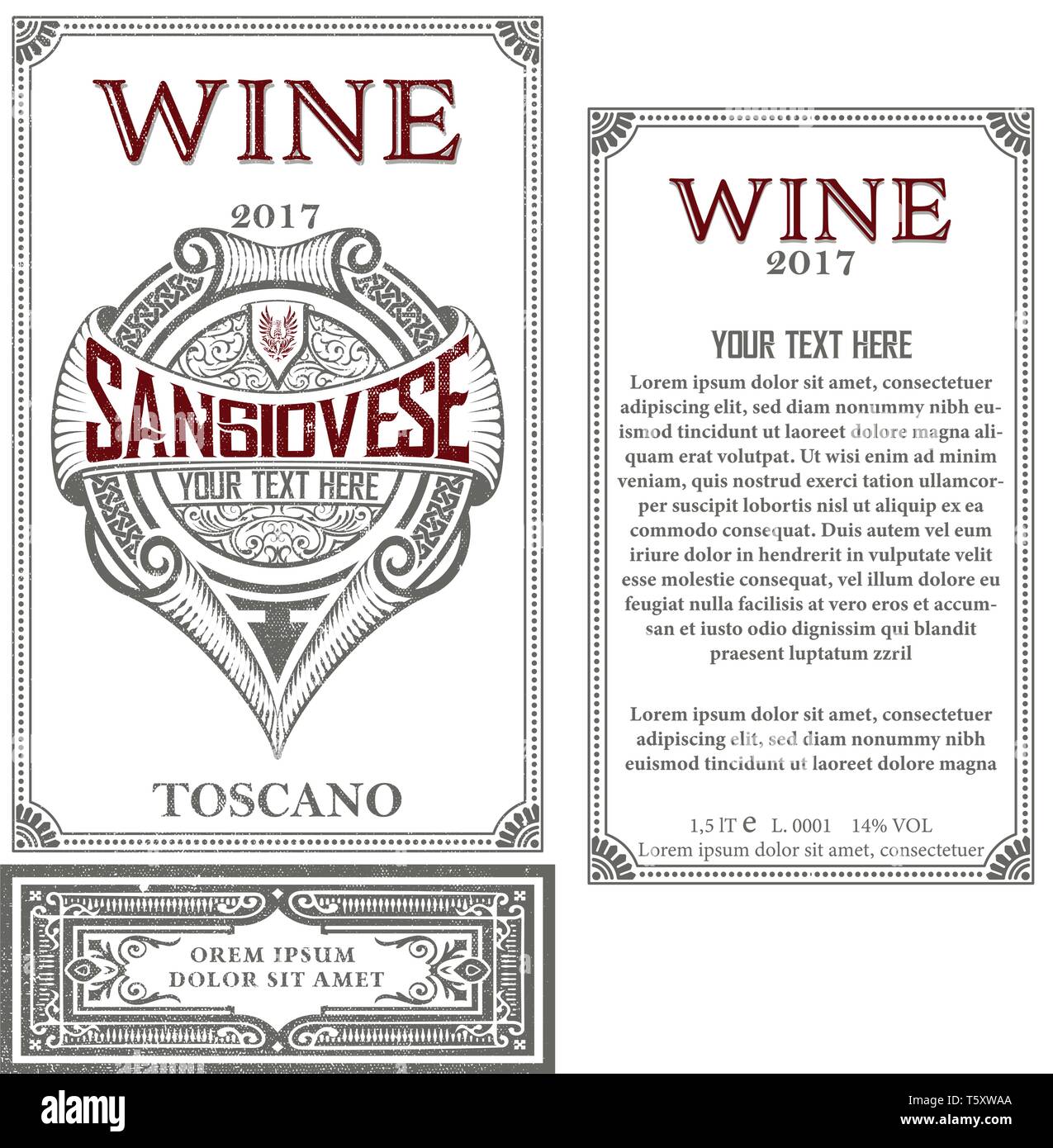 Vintage wine label with heraldic shield. Vector layered Stock Vector ...