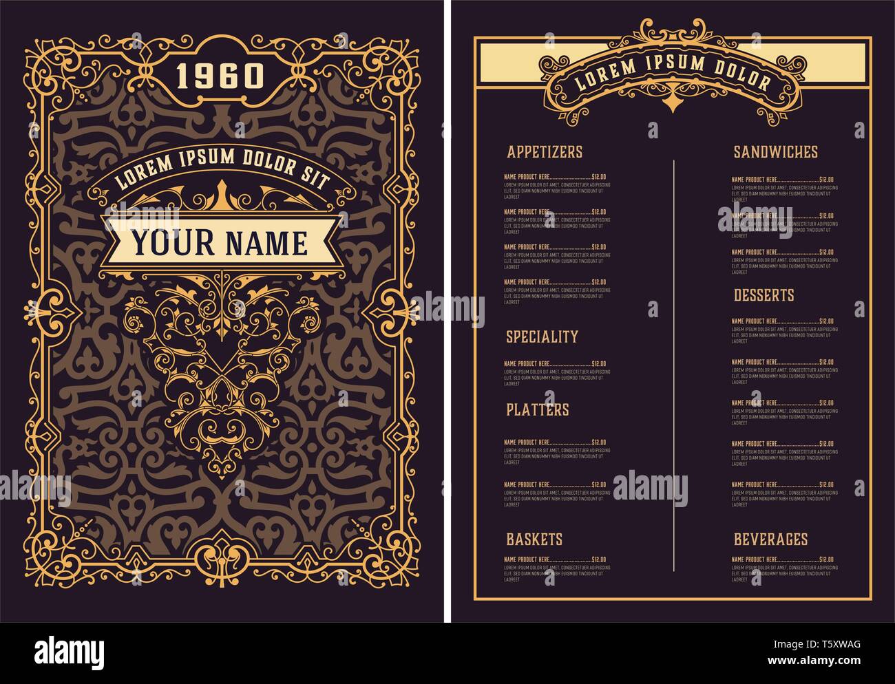 Restaurant menu template. Vintage style. Vector layered Stock Vector ...