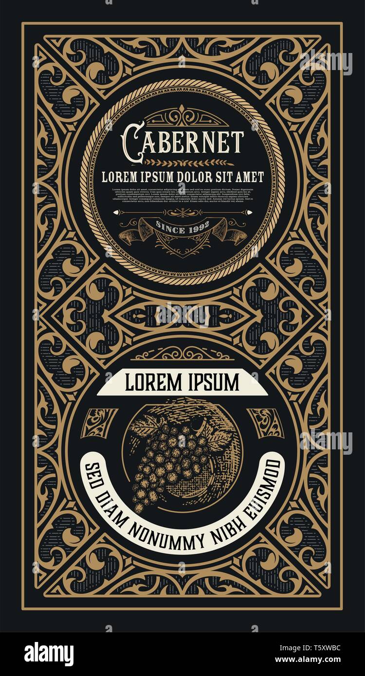 Vintage wine label with vintage frame. Vector layered Stock Vector ...