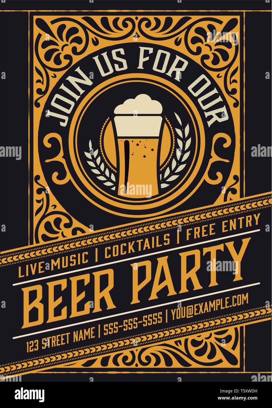 Beer party poster template Stock Vector Image & Art - Alamy