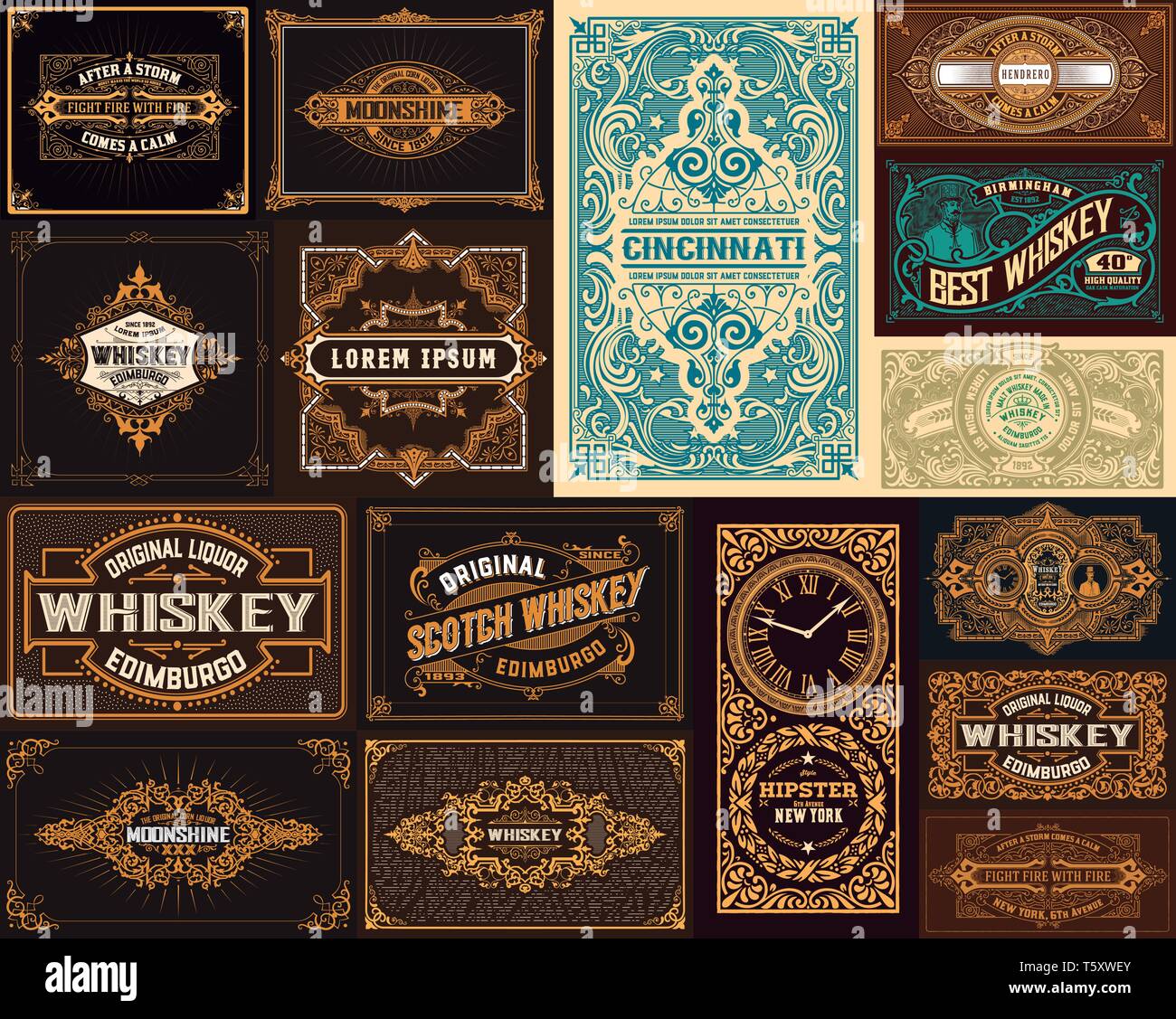 Pack of 16 vintage designs for packing Stock Vector Image & Art - Alamy