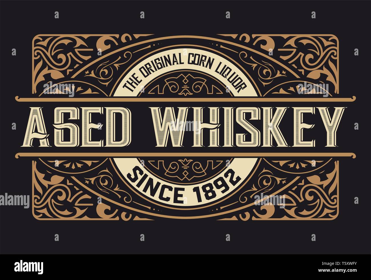 Vintage label for packing. Western style with floral details Stock ...