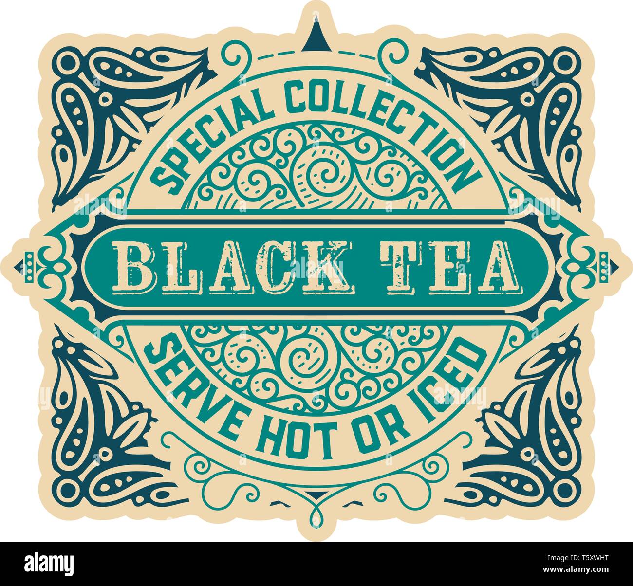 Black Tea label. Vintrage style Stock Vector Image & Art - Alamy