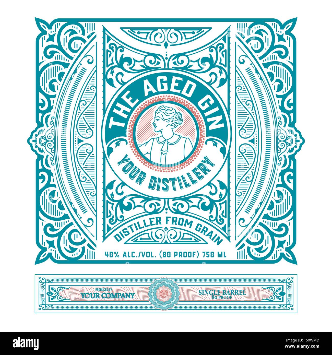Vintage label with gin liquor design Stock Vector Image & Art - Alamy