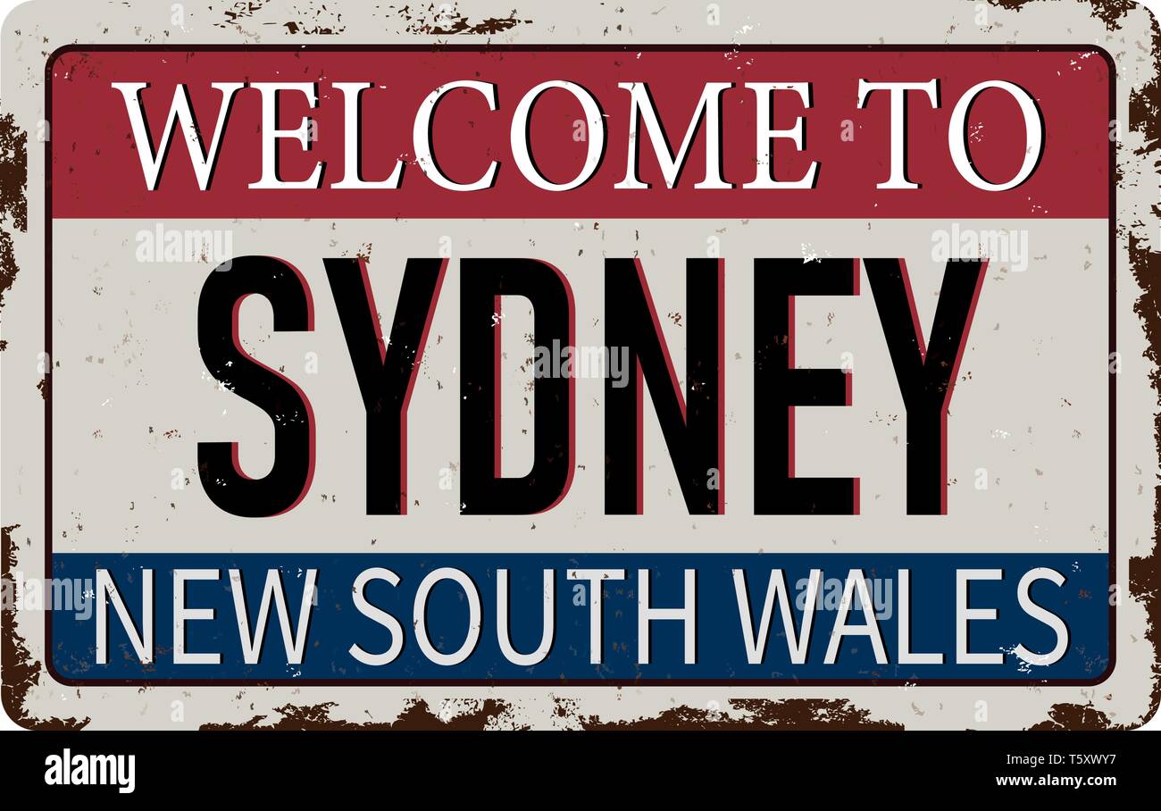 welcome to sydney australia rusty plaque sign Stock Vector Image & Art ...