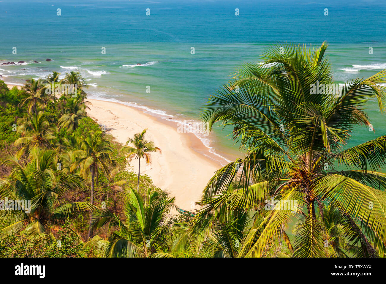 Goa beach aerial panoramic view in India Stock Photo - Alamy