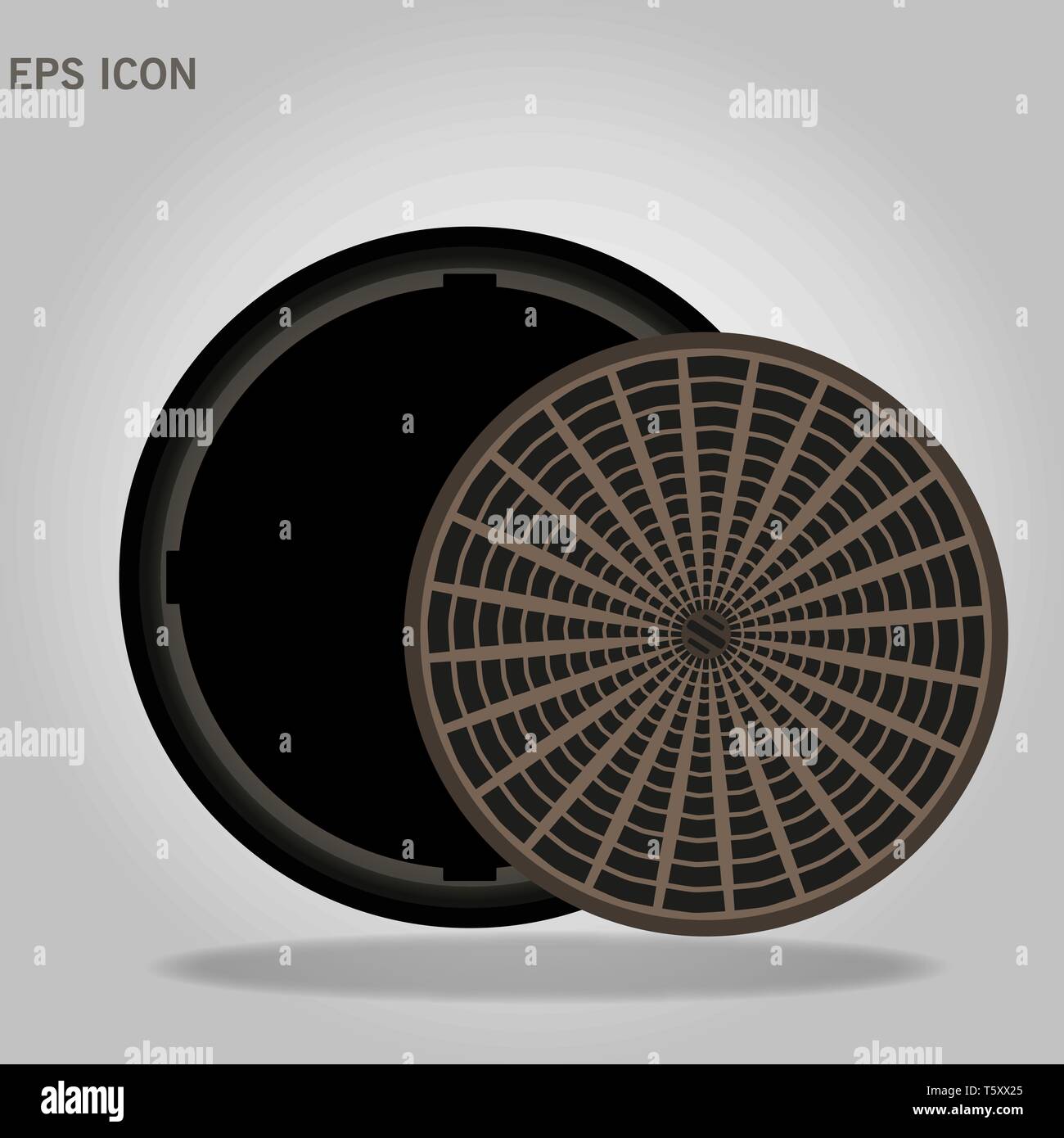Sewer hatch with lid. open manhole. vector illustration isolated on ...