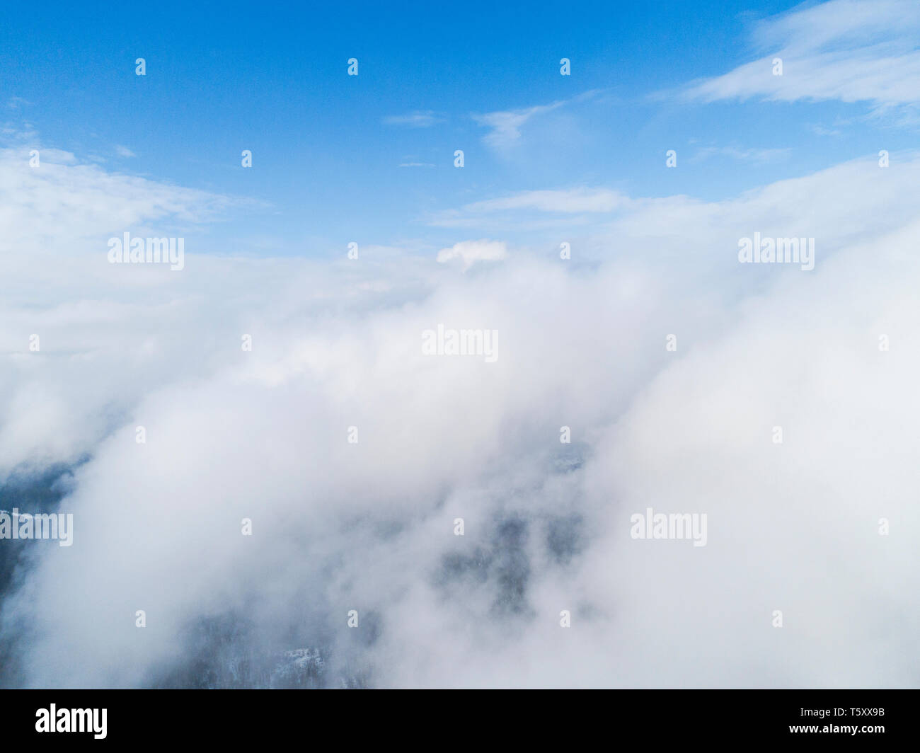 Aerial view White clouds in blue sky. Top view. View from drone. Aerial ...
