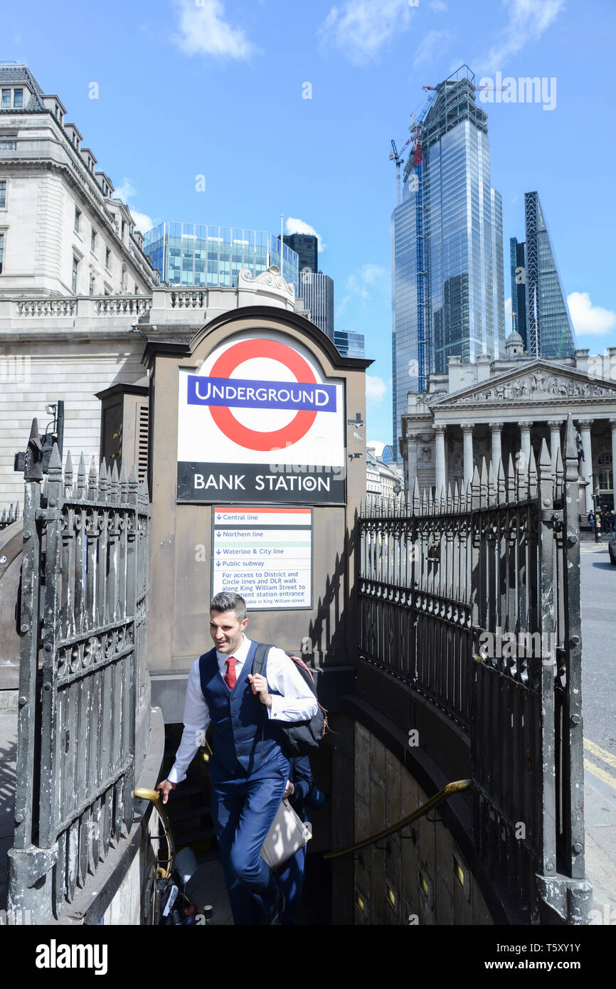 Entrance to Bank Station underground station, City of London, UK Stock ...