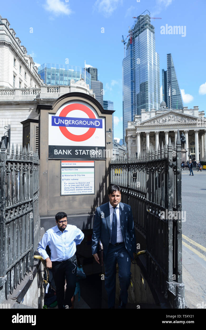 Entrance to Bank Station underground station, City of London, UK Stock ...